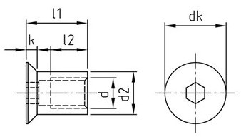 Hulsmoer platverzonken kop met inbus M12x20 RVS-A4 (50 st.) | JRV Products