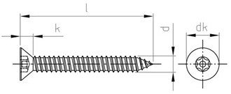 DIN 7982 / ISO 7050 Parker veiligheidschroef 3,5x25 VK/TX-15+pin RVS-A2 ...