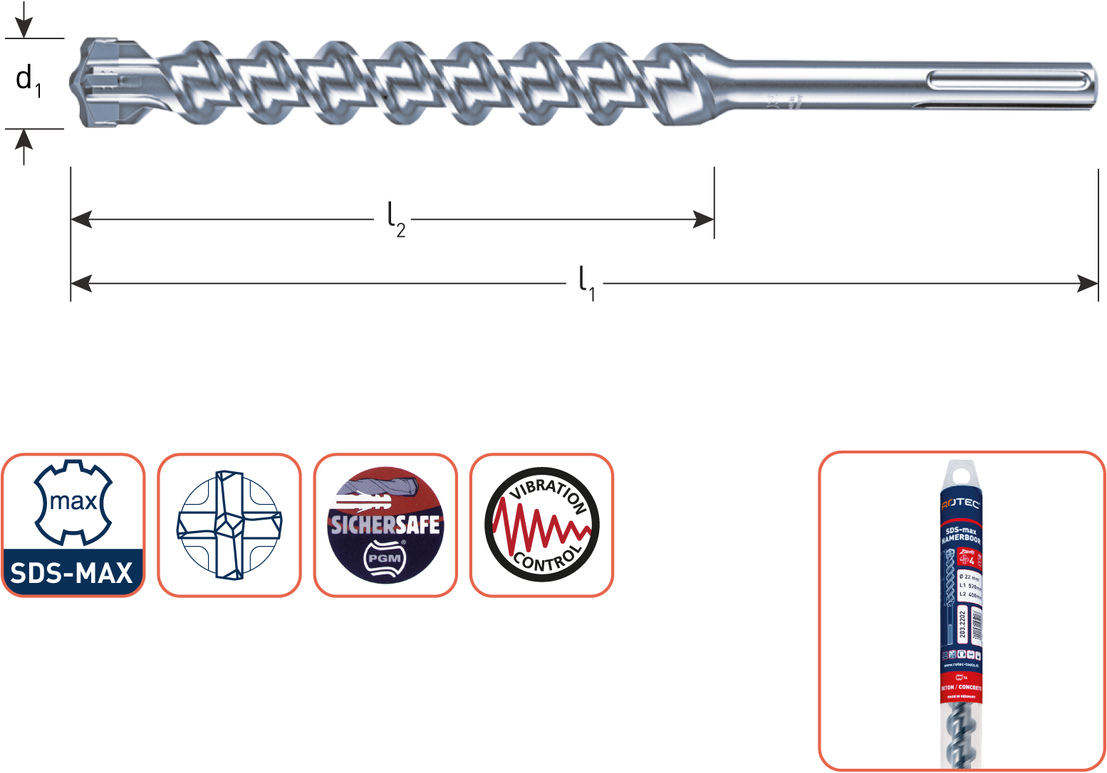 Hamerboor SDS-max Quattro-X ø32,0x800/920 (1 st.) | JRV Products