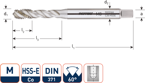 HSS-E Machinetap 'OPTI', blind, DIN 371, M4 (1 st.) | JRV Products