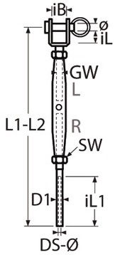 Walsterminal 8mm/M16 spanschroef met gaffel RVS-A4 (1 st.) | JRV Products